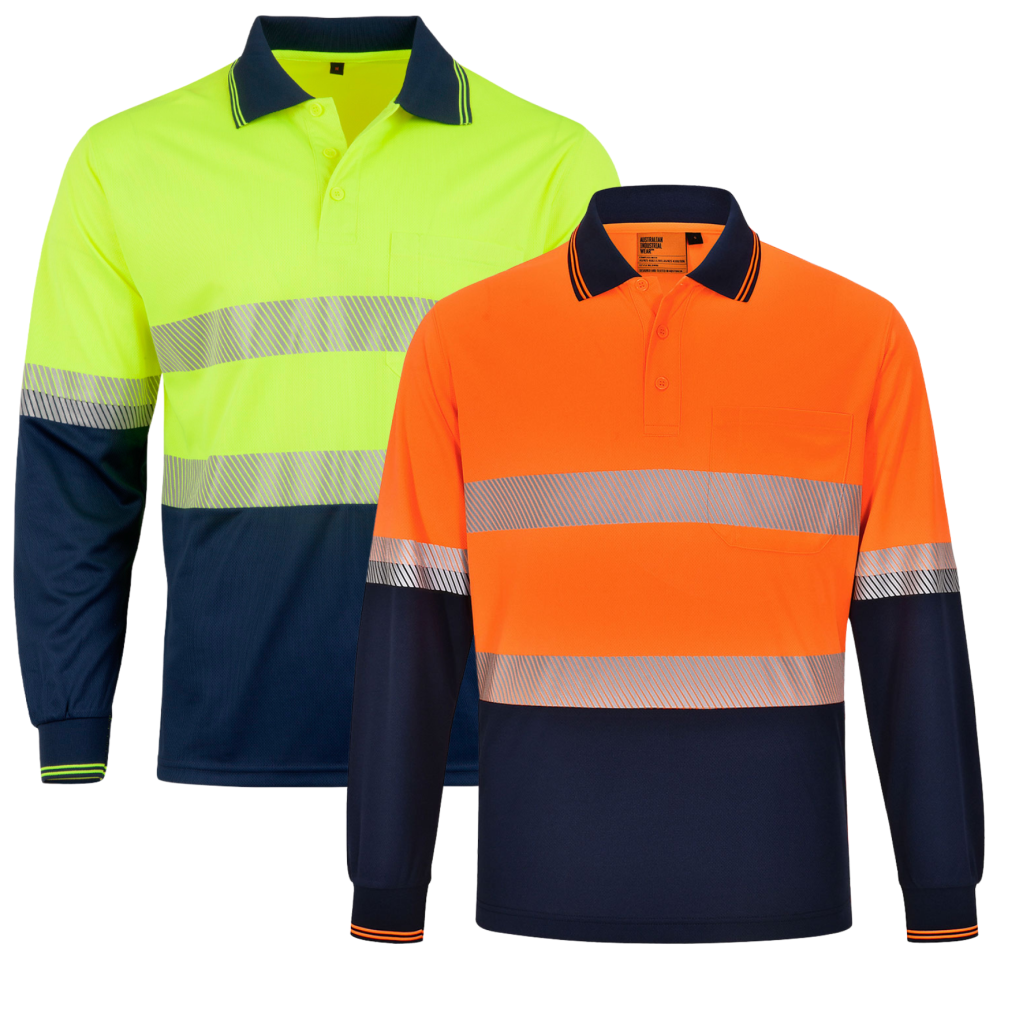 Hi-Vis Safety Polo Shirt Long Sleeve with Segmented Tape | At-Call Safety