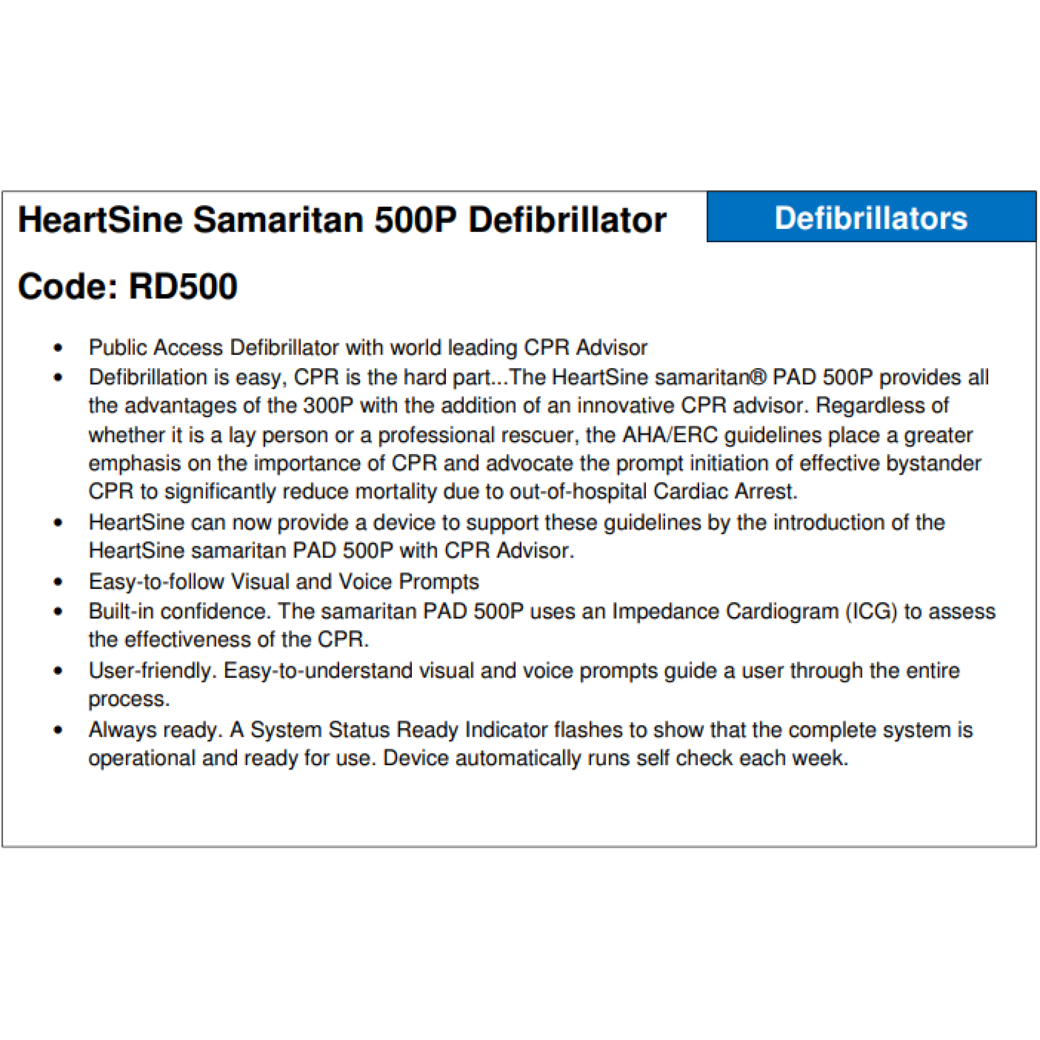 RD500 Defibrillator | At-Call Safety