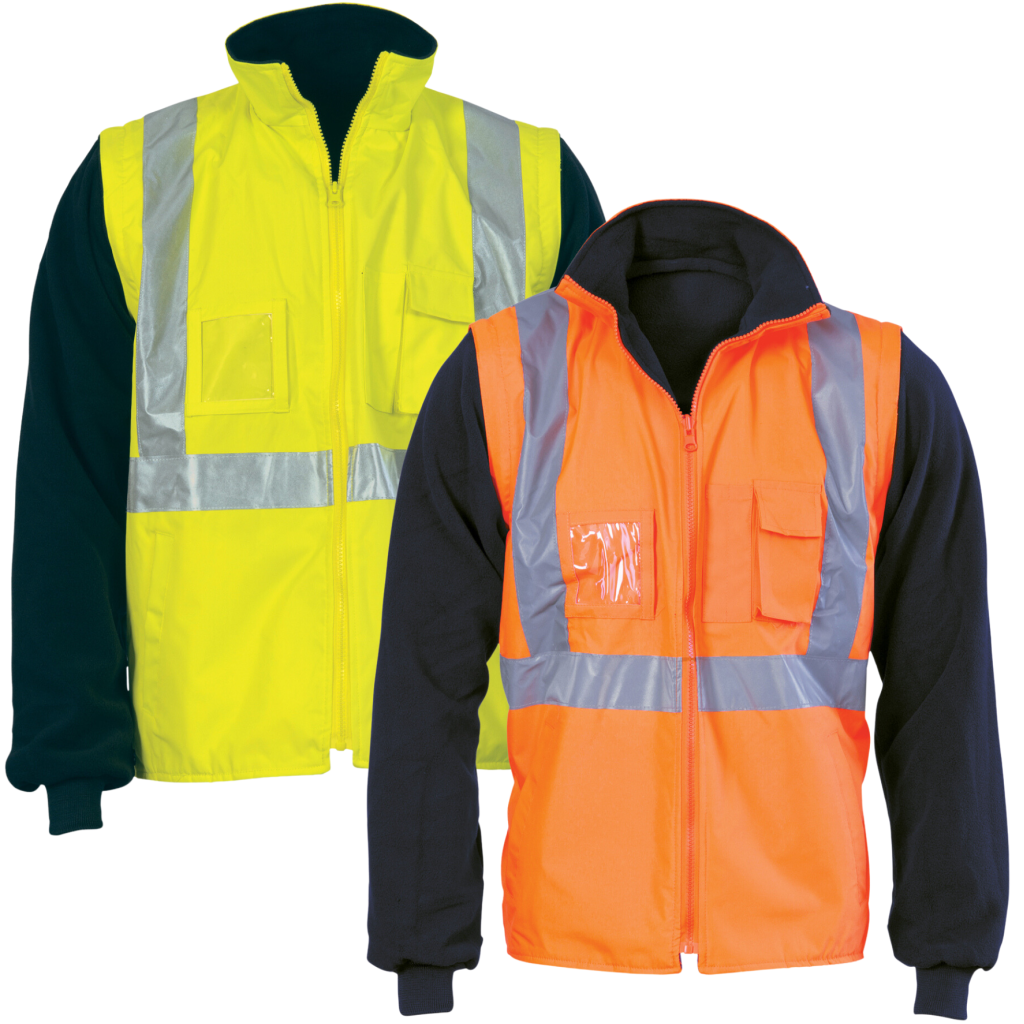 DNC Hi-Vis 4-in-1 Zip Off Sleeve Reversible Vest | At-Call Safety