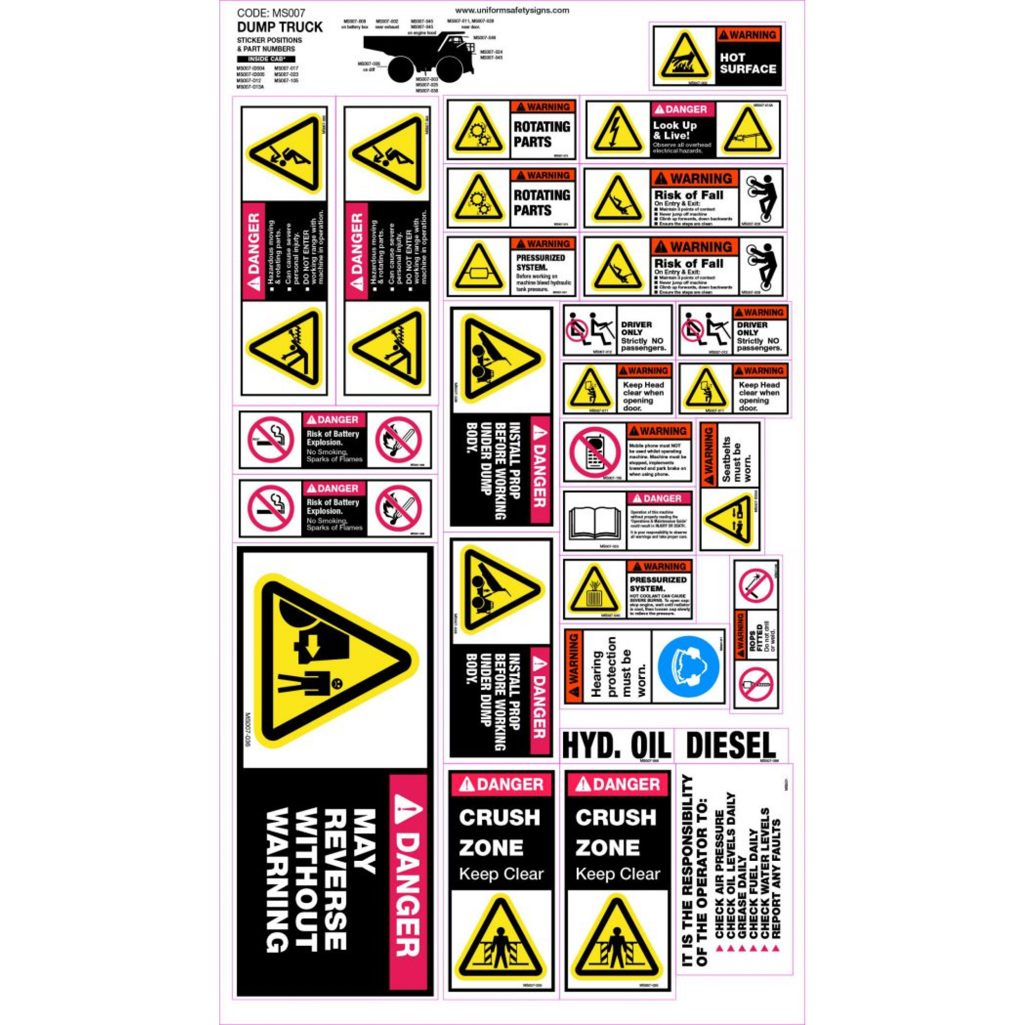 Machinery Sticker Sets – Truck Crane | At-Call Safety