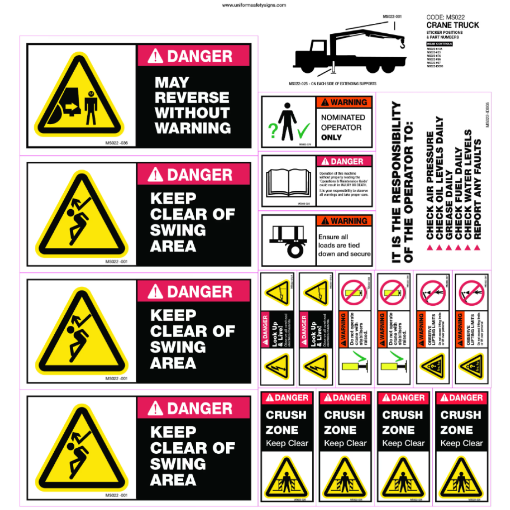 Machinery Sticker Sets – Articulated Crane | At-Call Safety